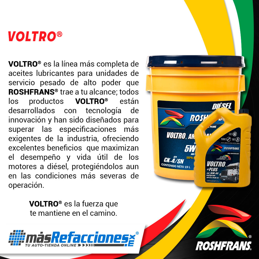 ROSHFRANS Aceite De Motor Diesel Voltro 15W40 5 Litros - masrefacciones